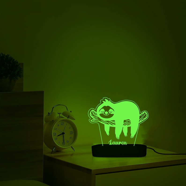 Sloth Personalized Night Light,custom Cute Sloth Night Light With Name ...