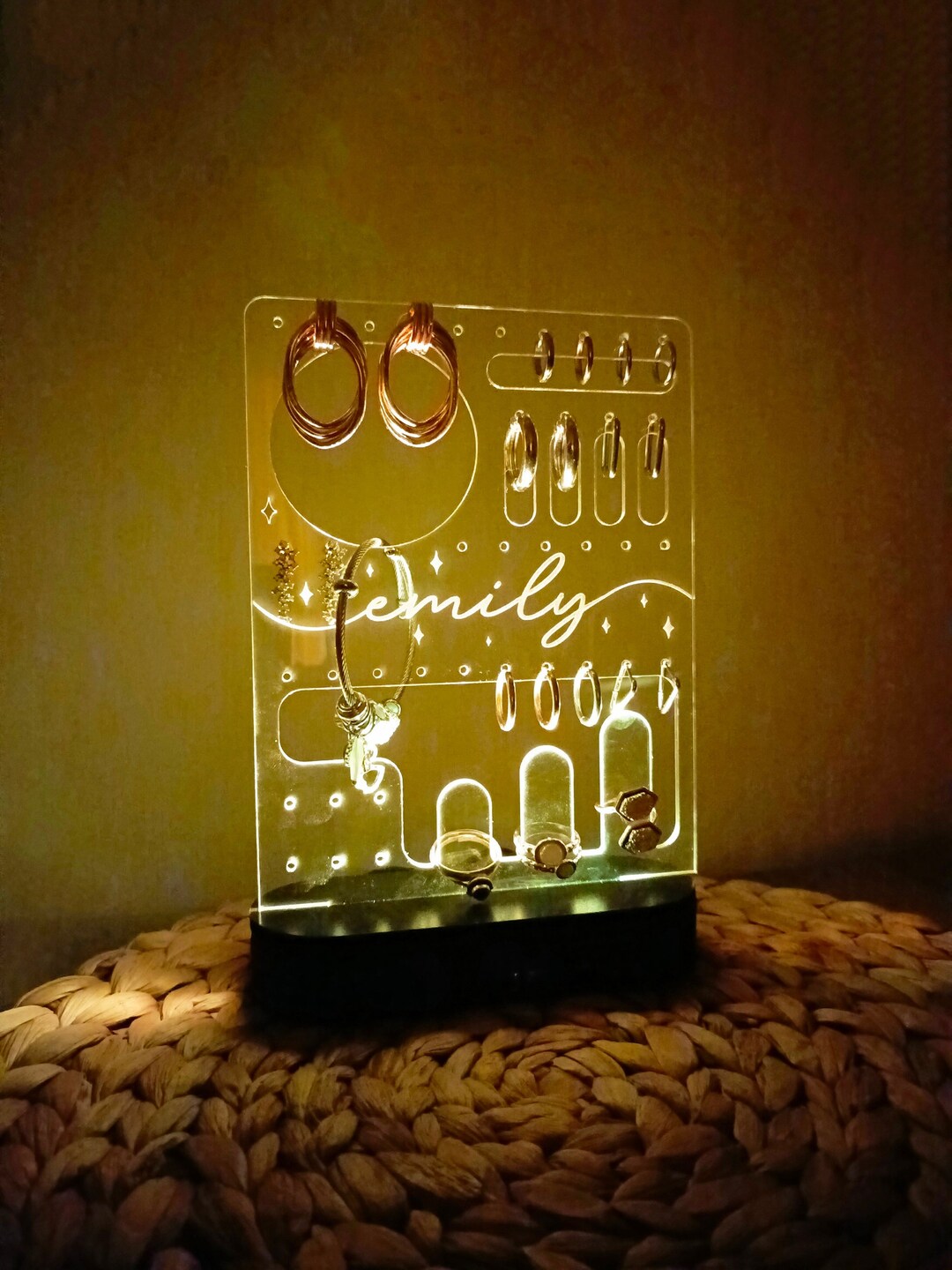Personalized Earring Holder Night Light,jewelry Display Earring ...