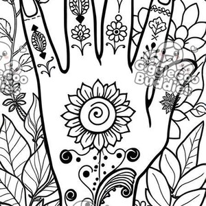 Henna on Hand Coloring Page - Etsy