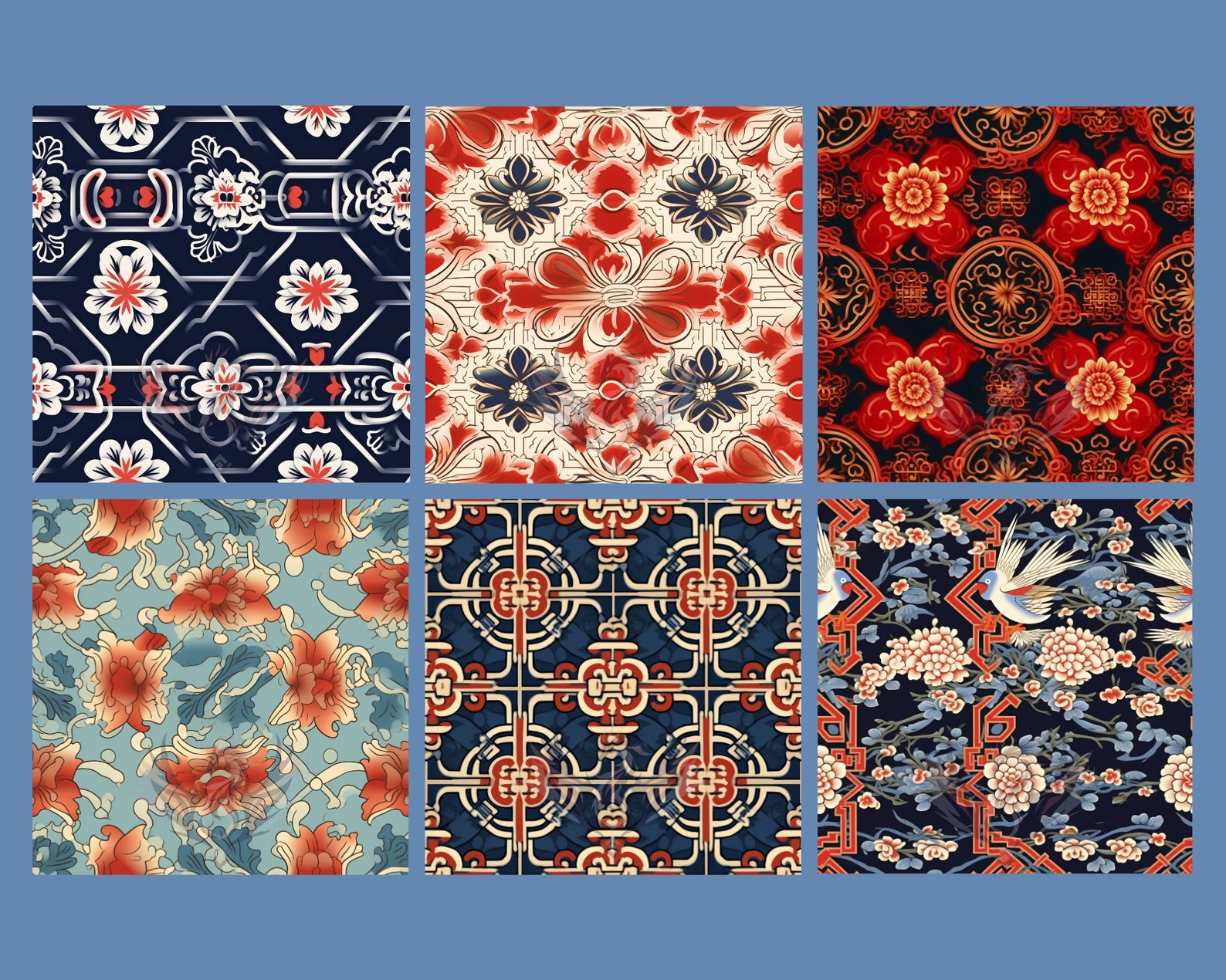 Traditional Chinese Tile Pattern Seamless Digital Paper Printable ...