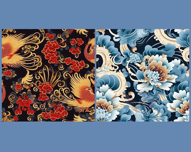 Traditional Chinese Tile Pattern Seamless Digital Paper Printable ...