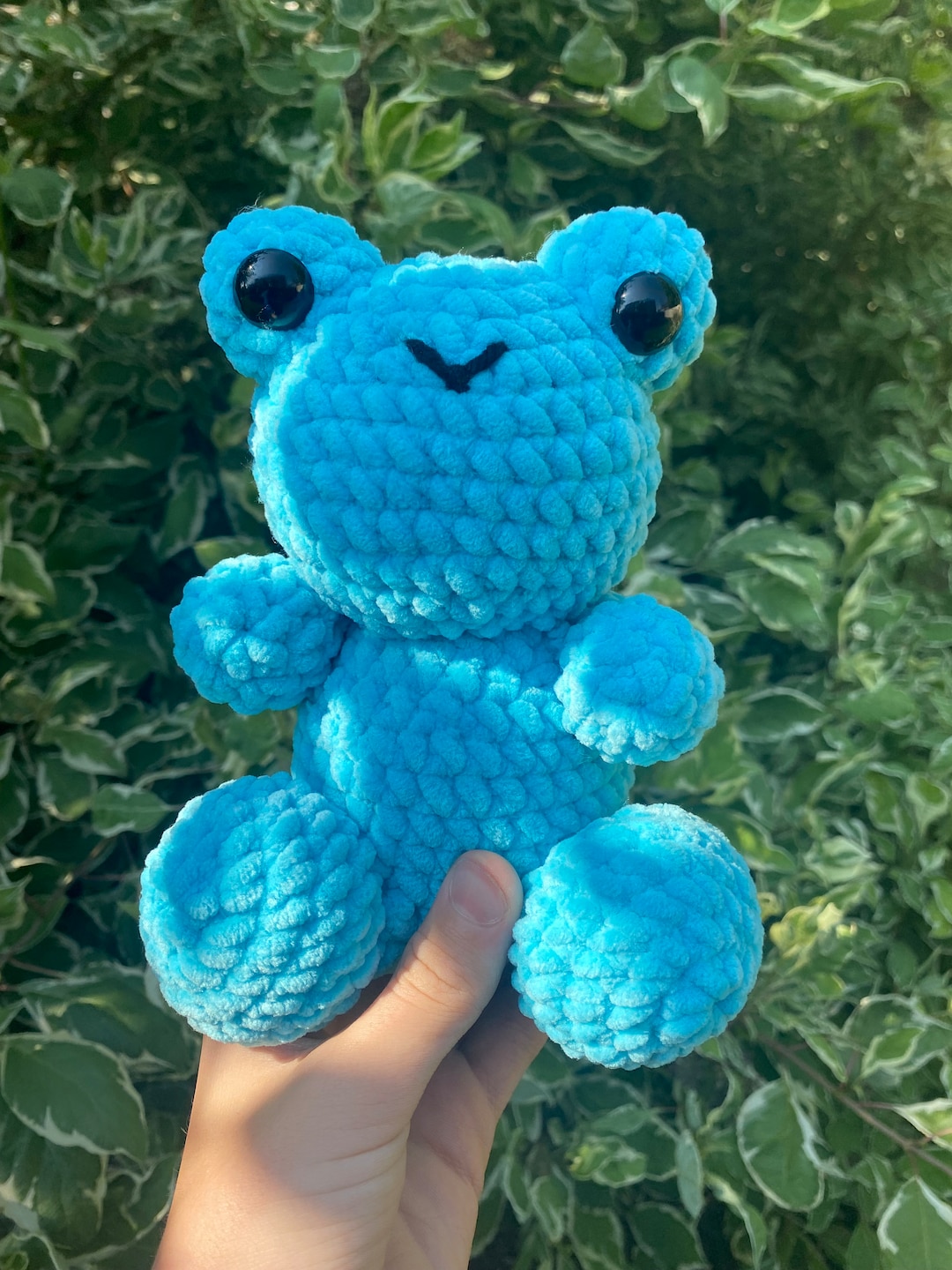 Sitting Blue Chubby Chunky Fat Bright Blue Big Eyed Frog With a Smile ...