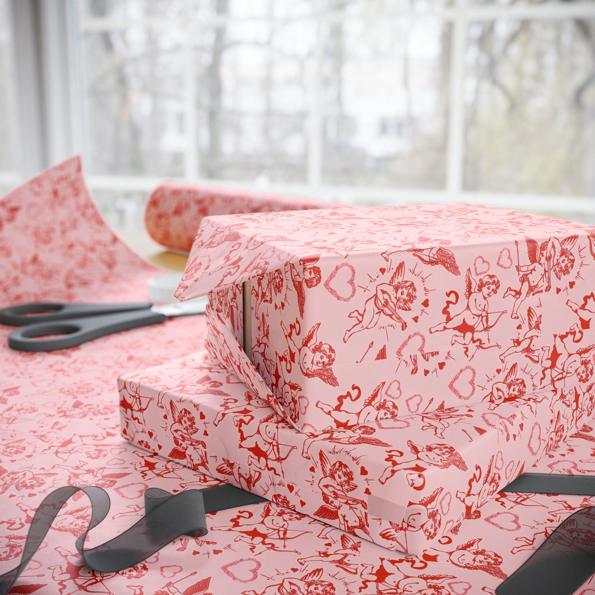 Cupid & Hearts Gift Wrap | Romantic Valentine's Paper - Etsy