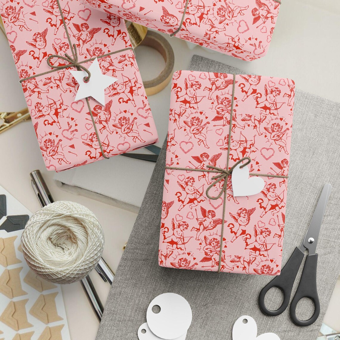 Cupid & Hearts Gift Wrap | Romantic Valentine's Paper - Etsy