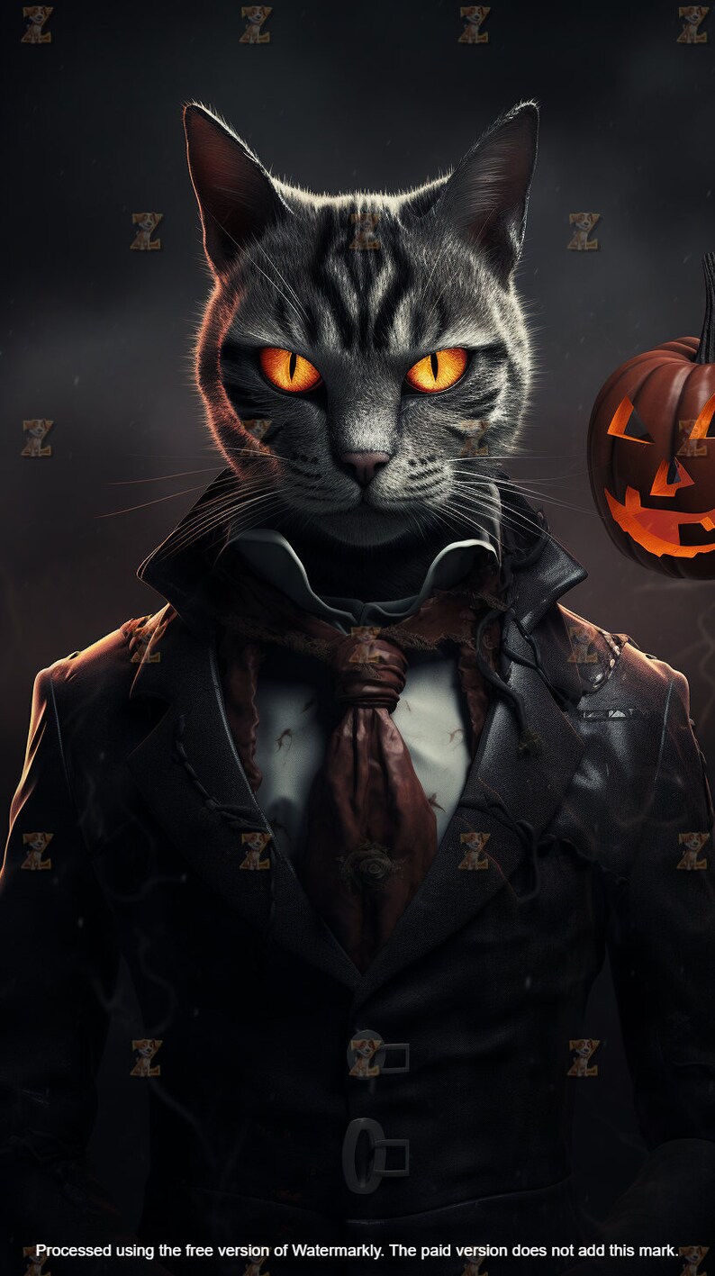 Halloween 5 Scary Funny Cats - Etsy