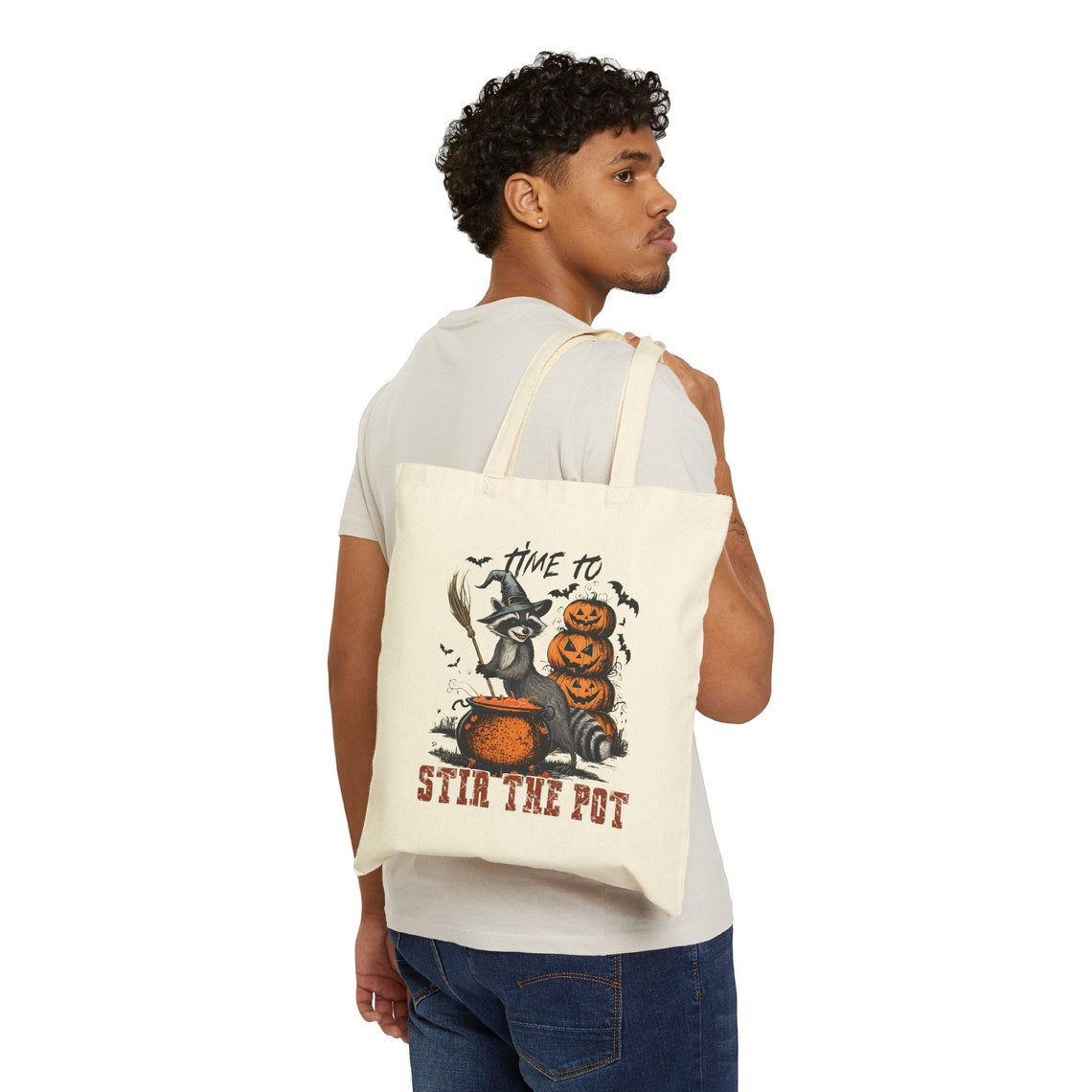Raccoon Tote Bag, Raccoon Gifts Trick or Treat Bag Witchy Tote Bag ...