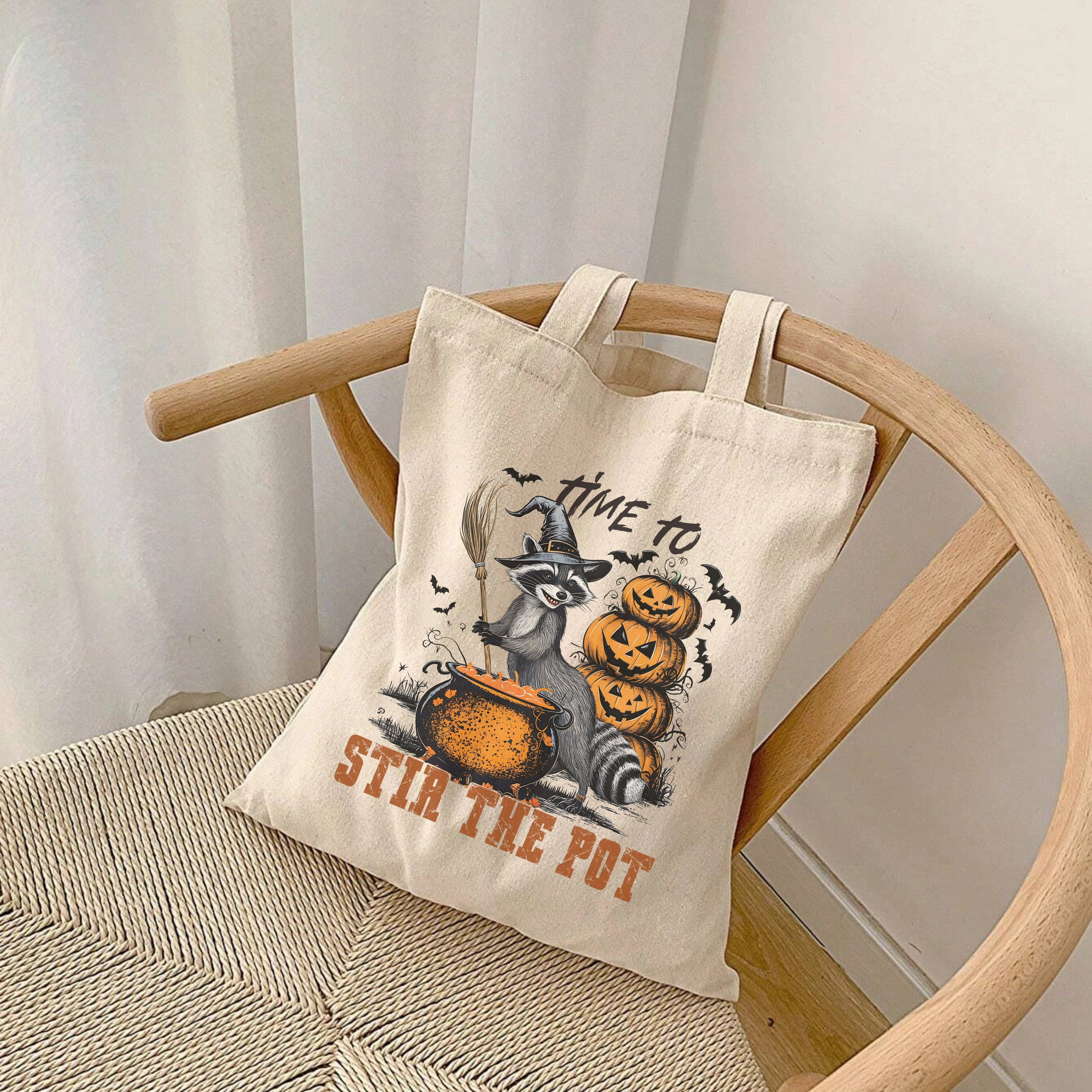 Raccoon Tote Bag, Raccoon Gifts Trick or Treat Bag Witchy Tote Bag ...