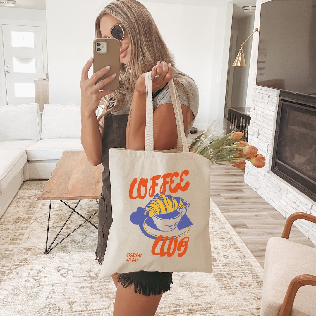 Coffee Club Tote Bag, Italian Grocery Tote, Reusable Shopping Bag ...