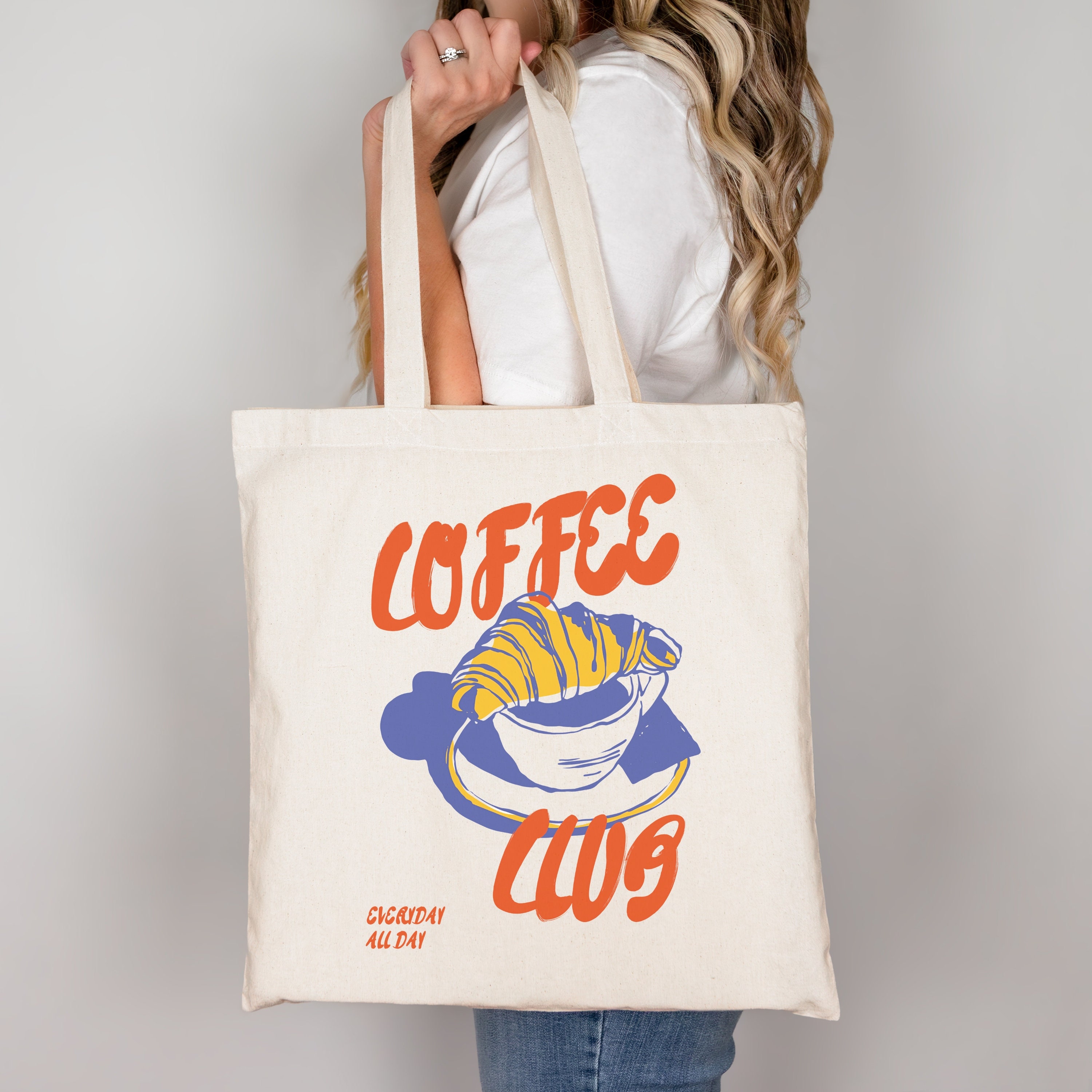 Coffee Club Tote Bag, Italian Grocery Tote, Reusable Shopping Bag ...