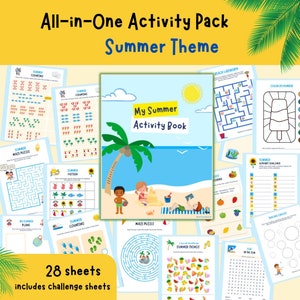 All-in-one Summer Activity Pack - Kid's Printable PDF - Counting, Mazes ...