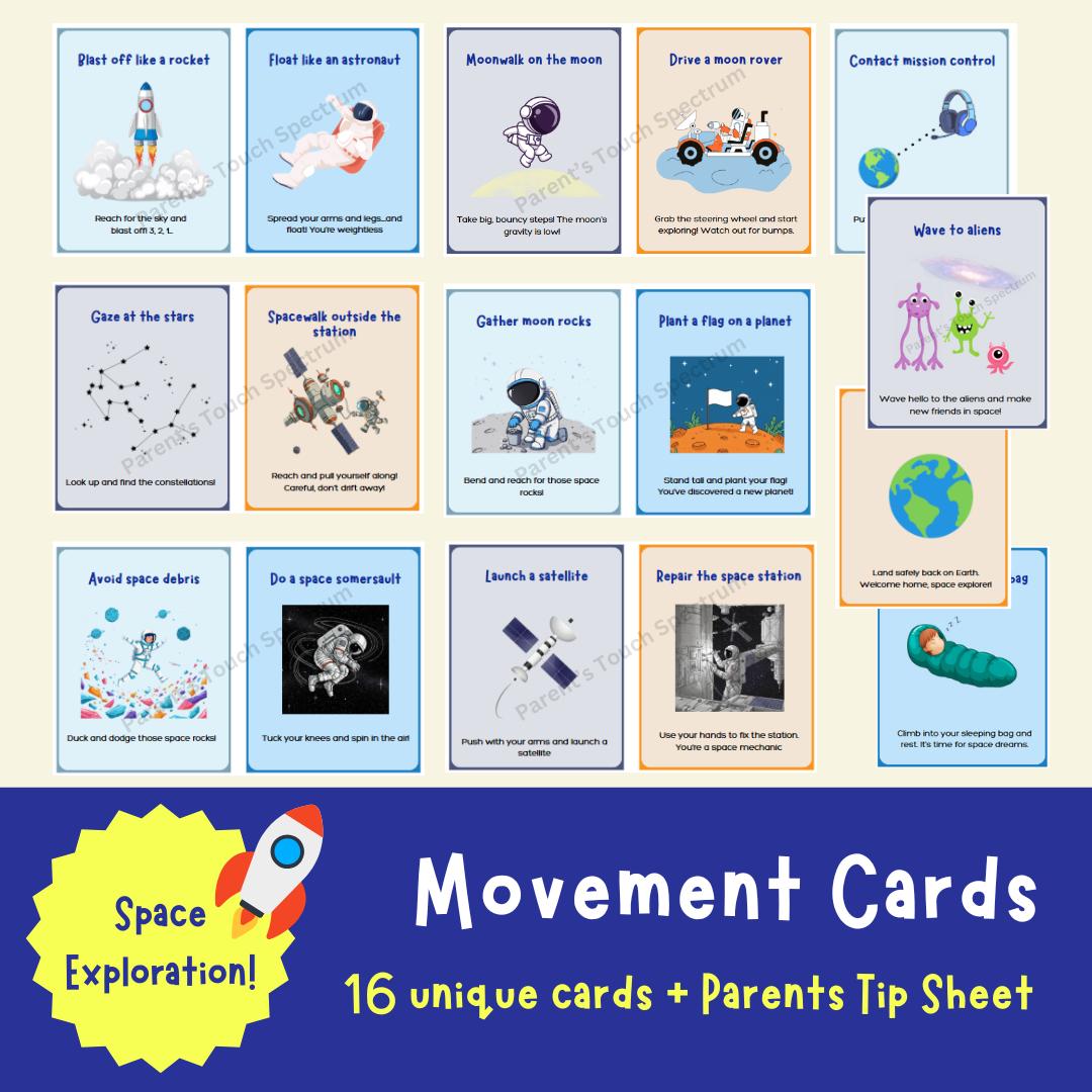 Space Movement Cards, Sensory Activity for Neurodiverse Kids, Play ...