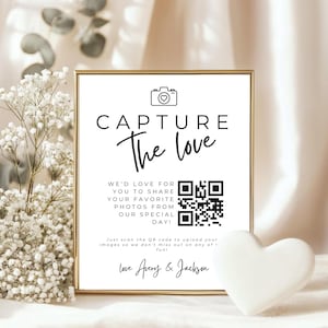 WEDDING SIGN - Capture the Love Wedding Sign, QR Code Photo Sharing ...