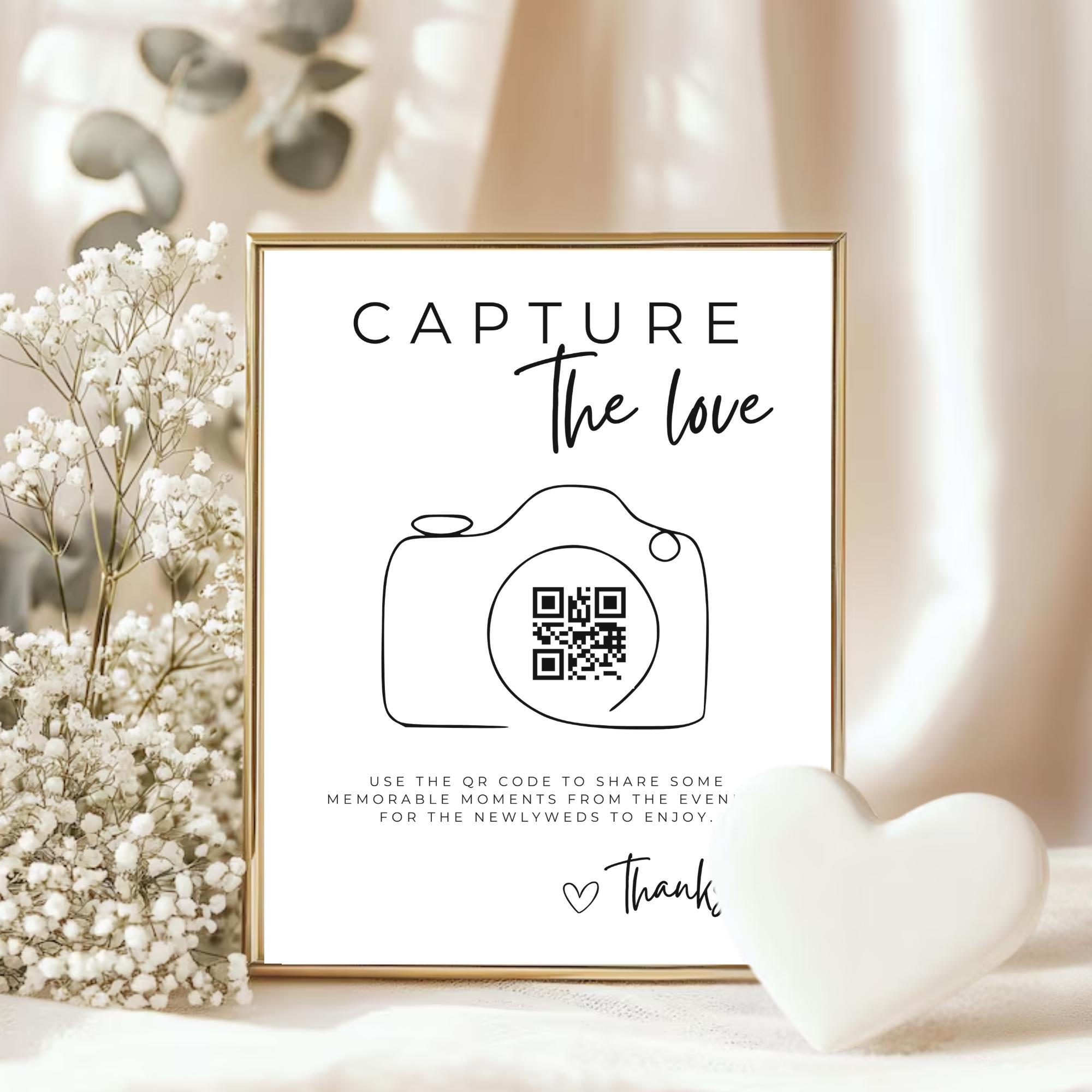 WEDDING SIGN - Capture the Love Wedding Sign, QR Code Photo Sharing ...