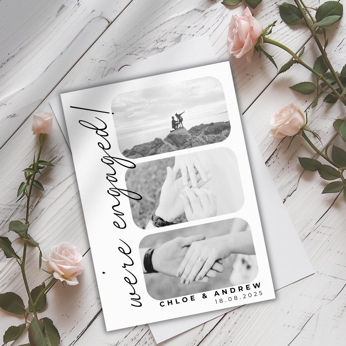 ENGAGEMENT ANNOUNCEMENT - We're Engaged Photo Announcement Card ...