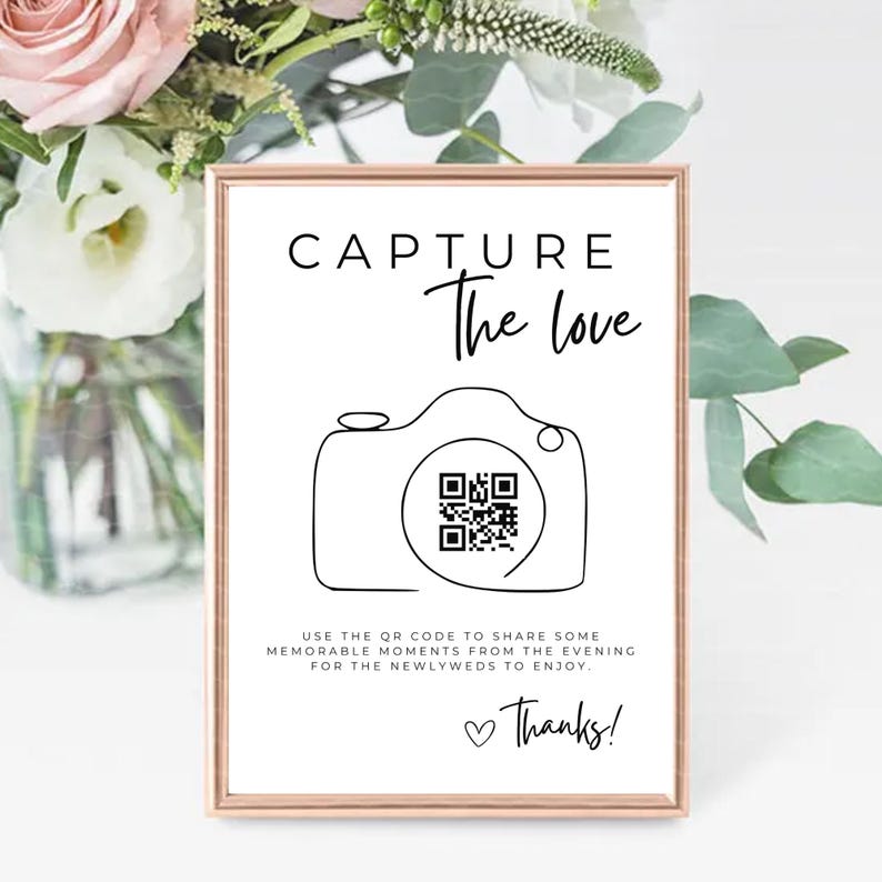 WEDDING SIGN - Capture the Love Wedding Sign, QR Code Photo Sharing ...