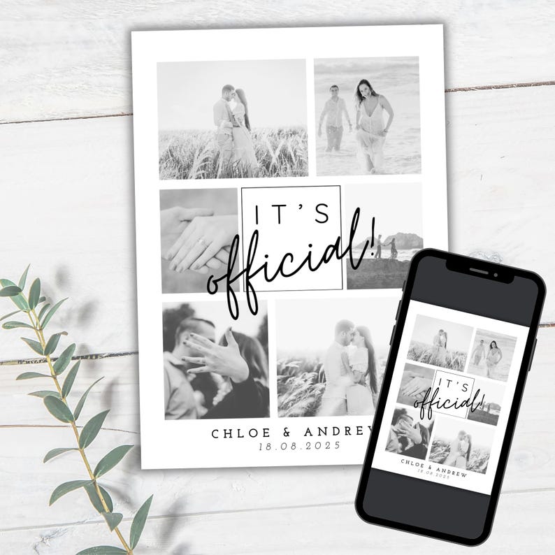 ENGAGEMENT ANNOUNCEMENT - We're Engaged Photo Announcement Card ...