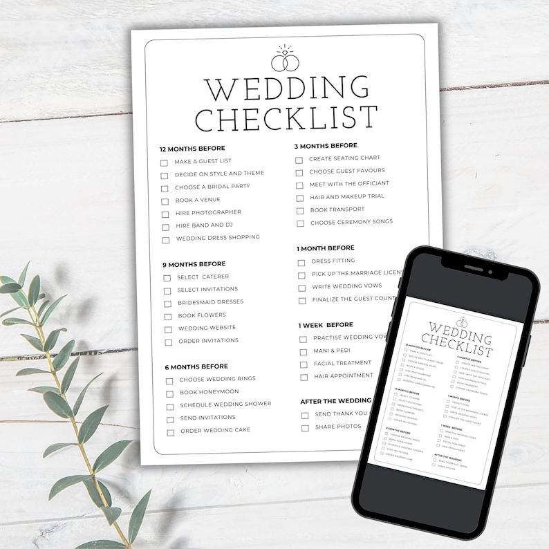 WEDDING CHECKLIST - Wedding Timeline, Wedding Planning Checklist ...