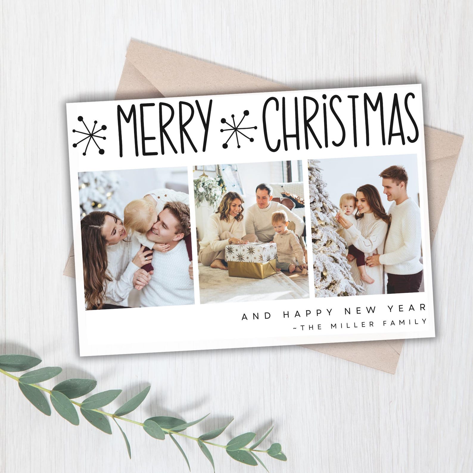FAMILY PHOTO CARD - Photo Christmas Card Canva Template, Editable ...