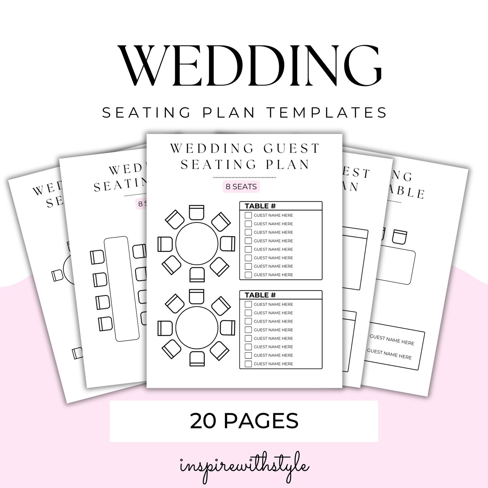 WEDDING SEATING CHART -- Printable Event Table Seating Template ...