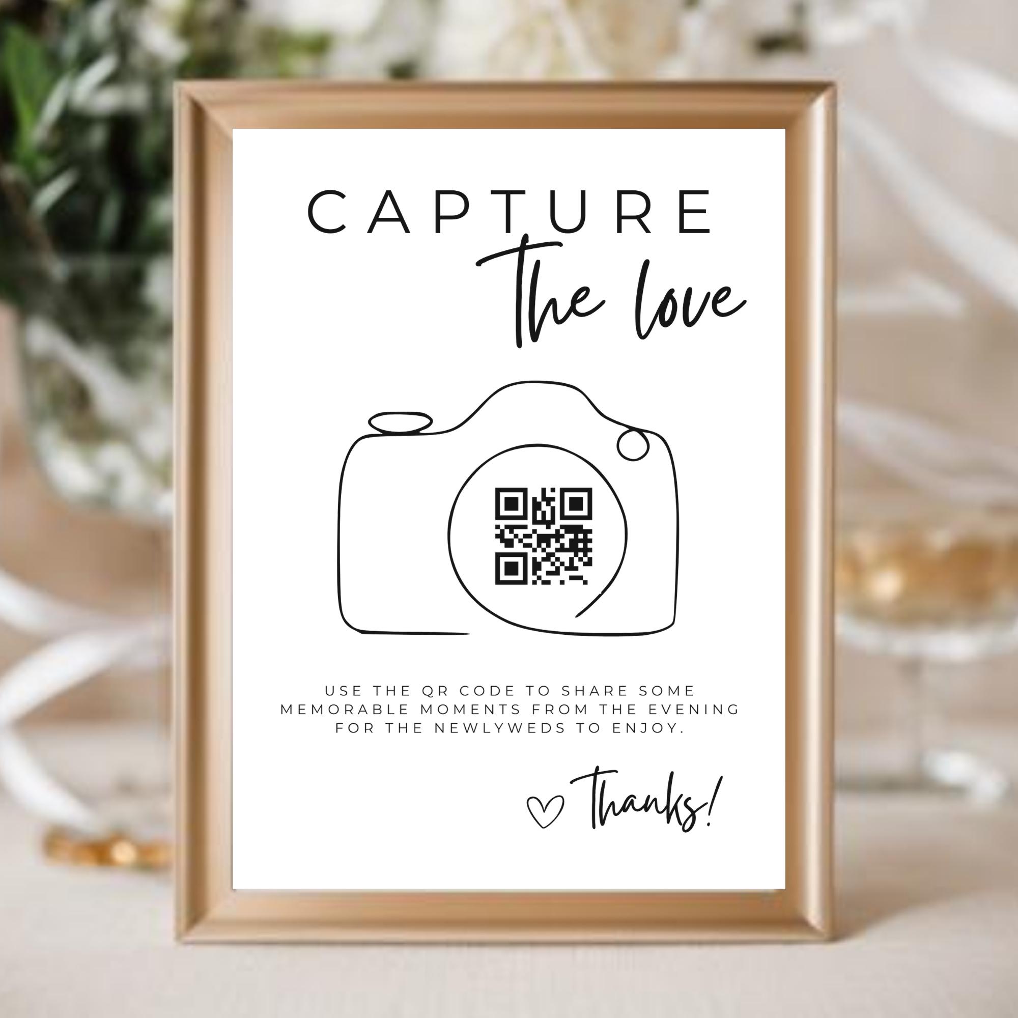 WEDDING SIGN - Capture the Love Wedding Sign, QR Code Photo Sharing ...