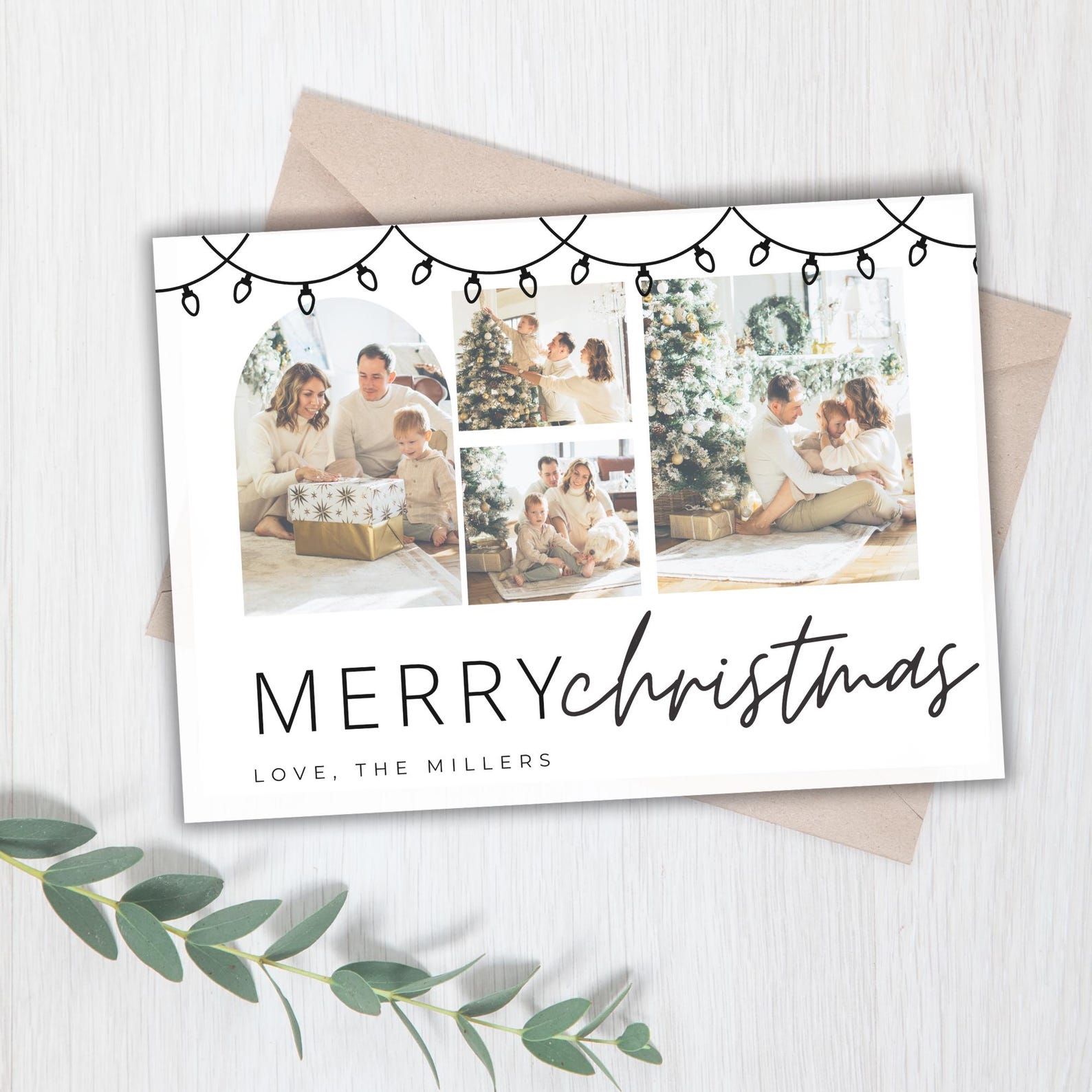 FAMILY PHOTO CARD - Photo Christmas Card Canva Template, Editable ...