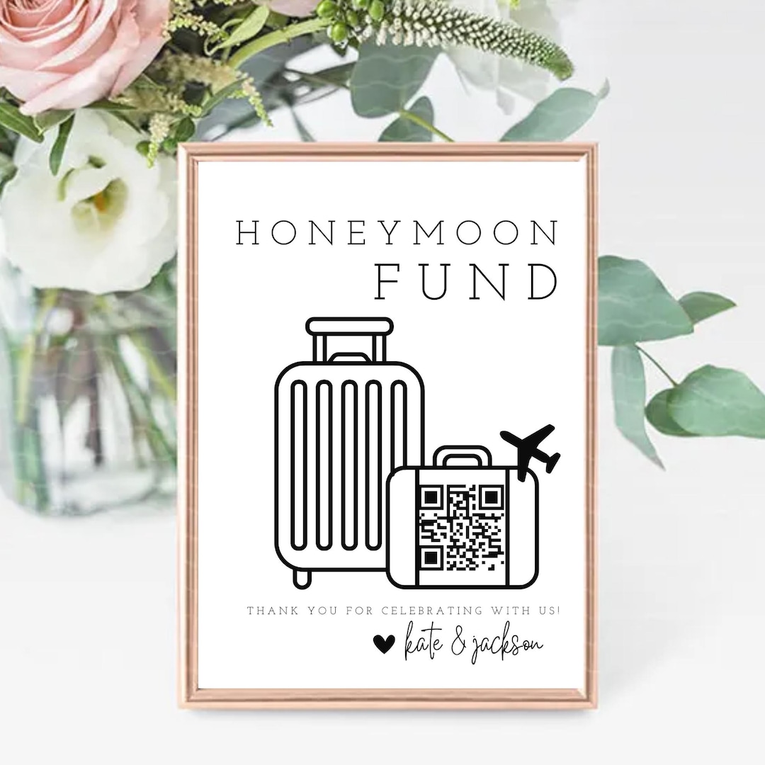 WEDDING SIGN - Honeymoon Fund Sign, Editable Honeymoon Fund Template ...