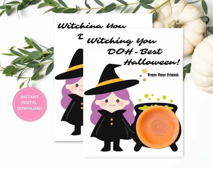 Printable Witch Play Dough Holder: Halloween Classroom Favor (digital ...