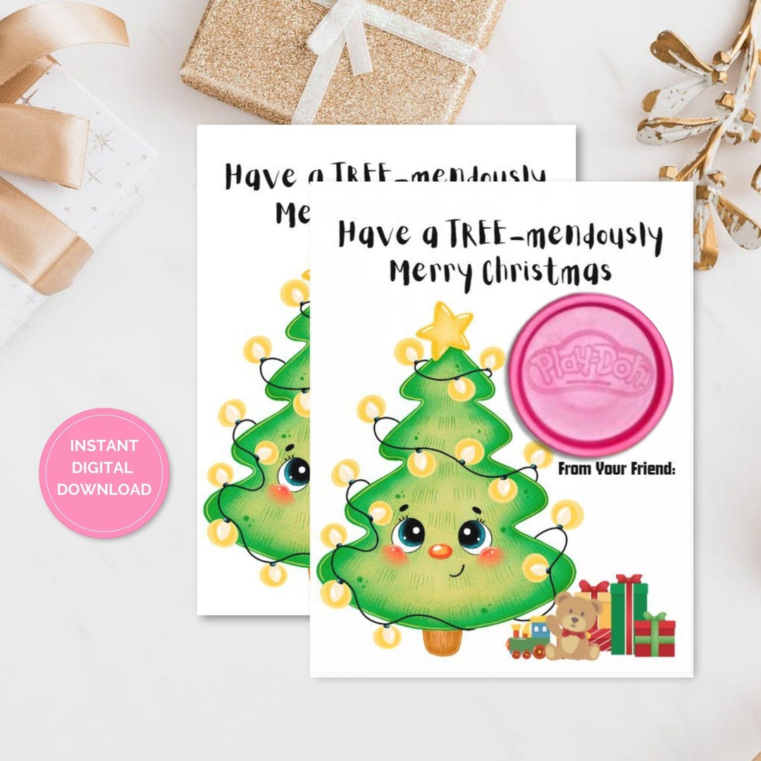 Printable Christmas Play Doh Card, Christmas Tree Non-candy Gift ...