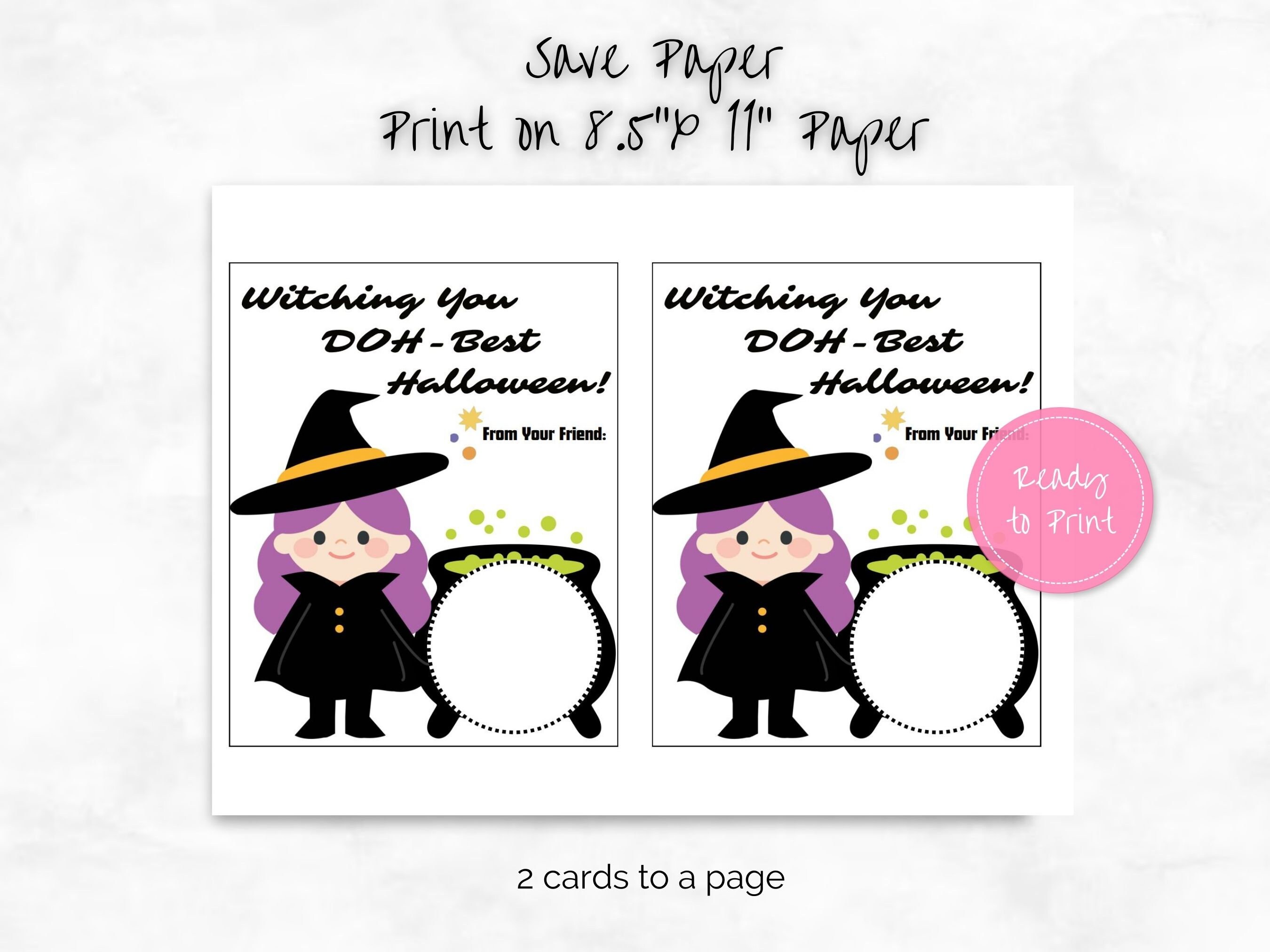 Printable Halloween Play Doh Card, Halloween Witch Non-candy Gift ...