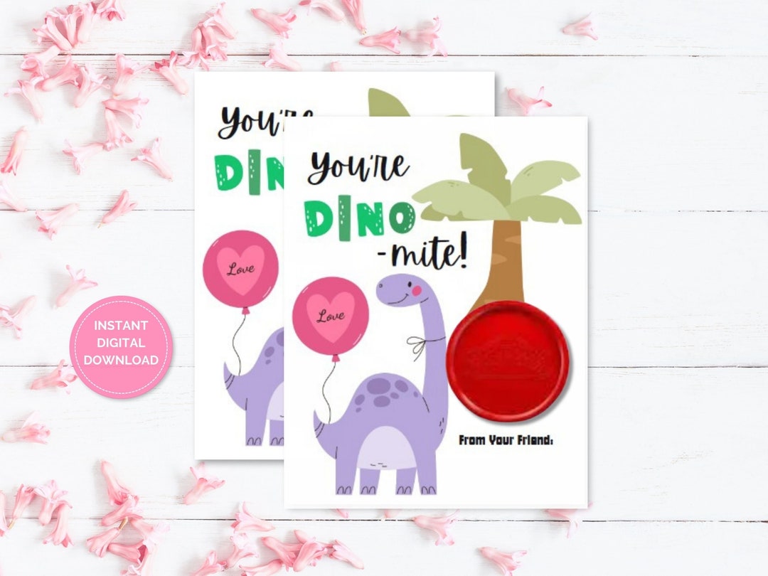 Printable Dinosaur Valentine's Playdoh Card, Valentines Non-candy Gift ...