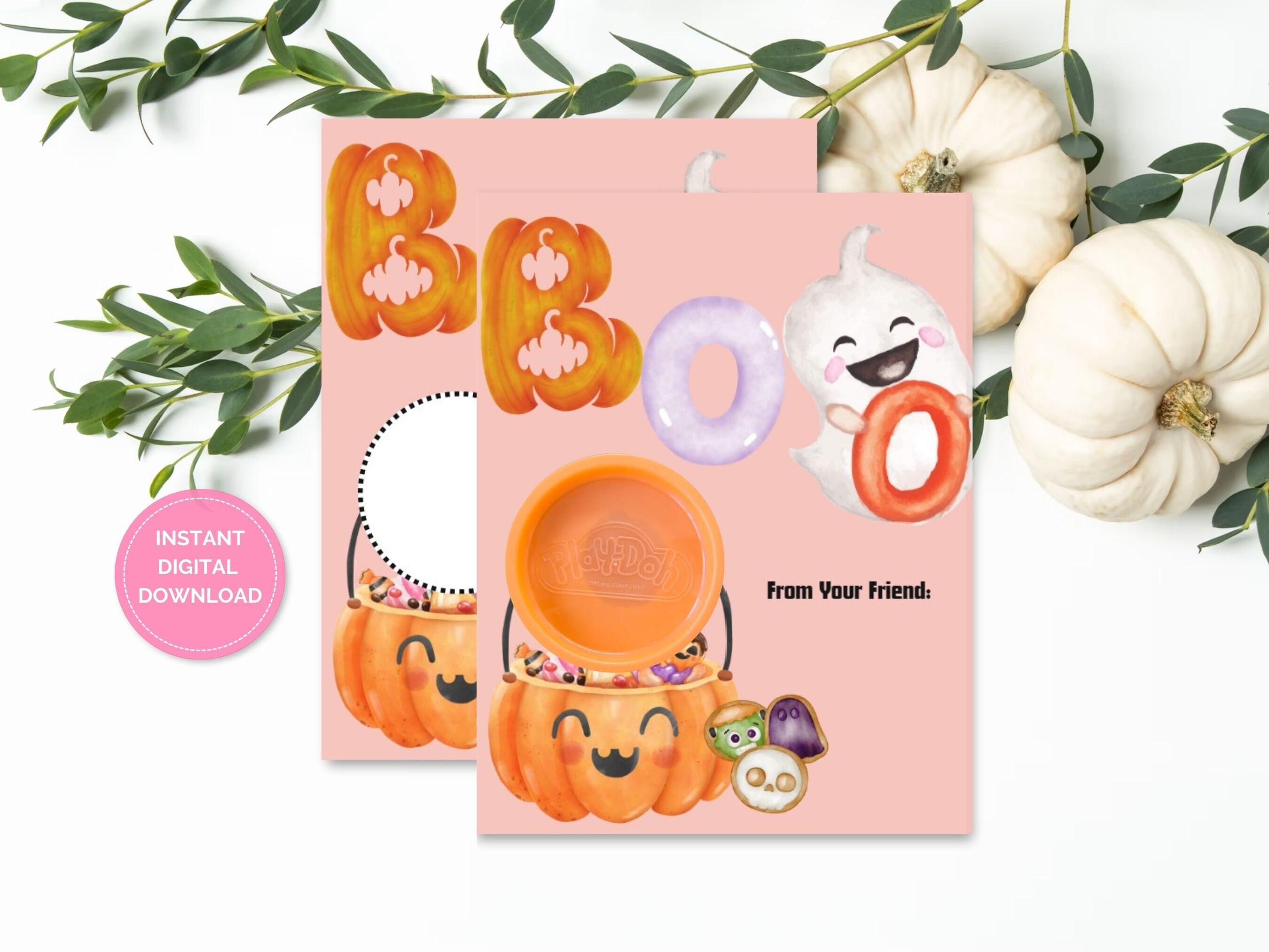 Printable Halloween Play Doh Card, Halloween Boo Ghost Non-candy Gift ...