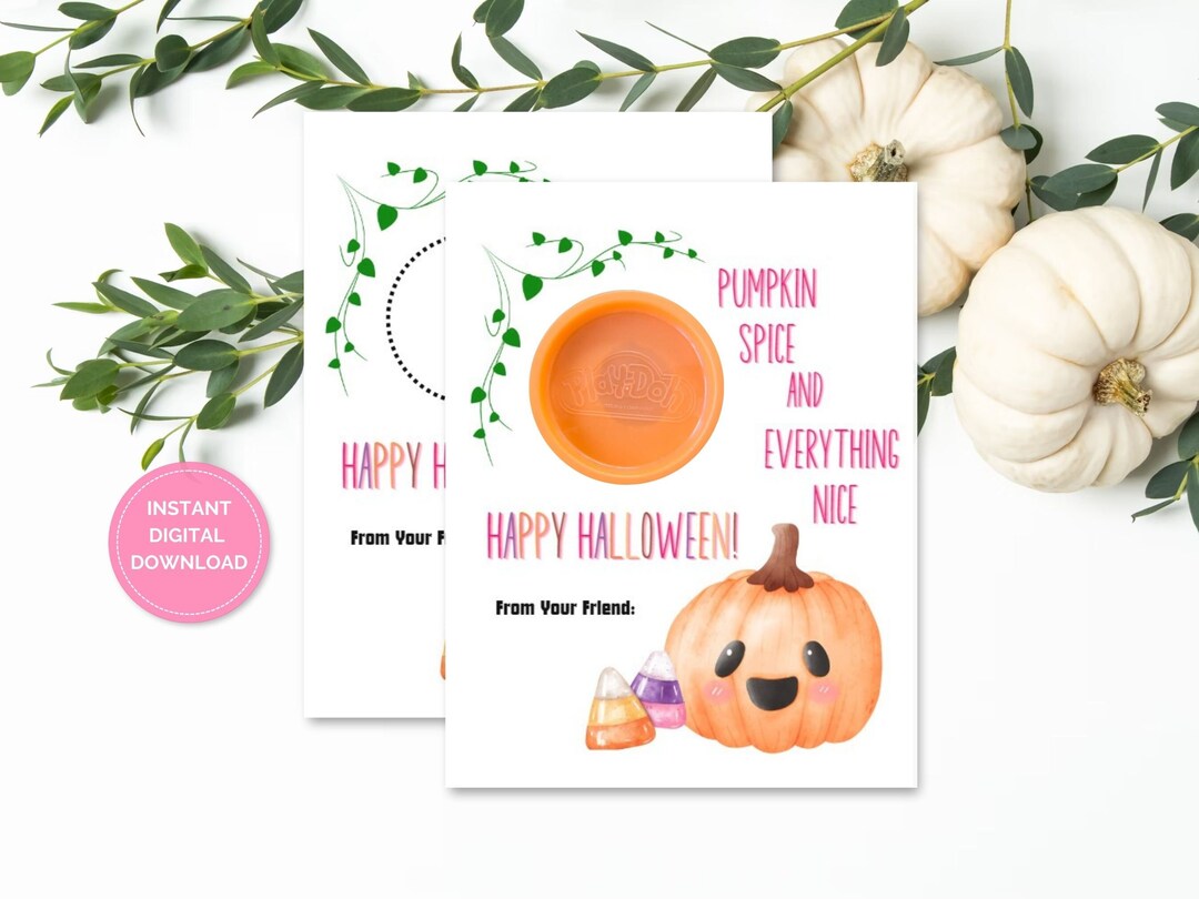 Printable Halloween Play Doh Card, Halloween Pumpkin Spice Non-candy ...