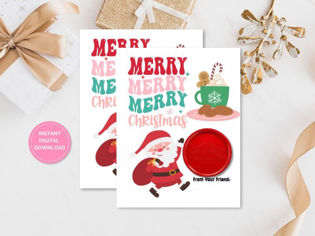 Printable Christmas Santa Play Doh Card, Christmas Non-candy Gift ...