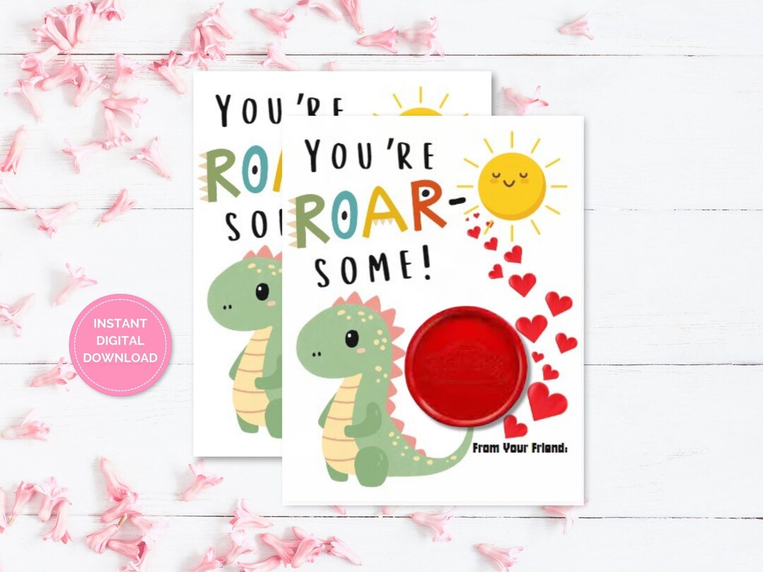 Printable Dinosaur Valentine's Playdoh Card, Valentines Non-candy Gift ...