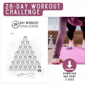 28-day Workout Challenge Printable / 28 Days Fitness Tracker // Home ...