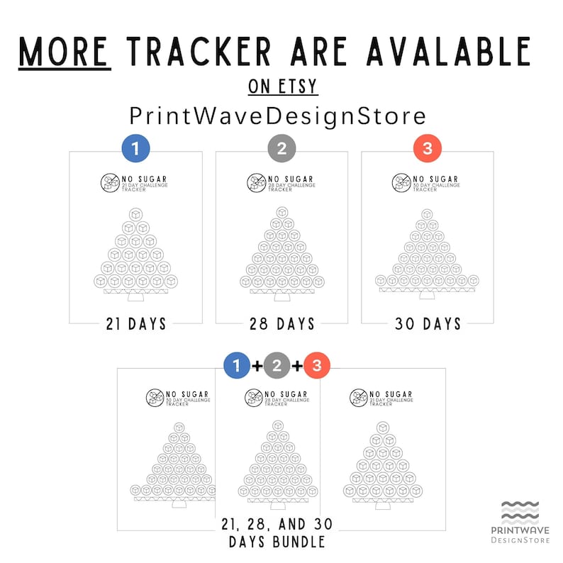 No Sugar Challenge Tracker Printable / 21, 28, 30 Day No-sugar ...