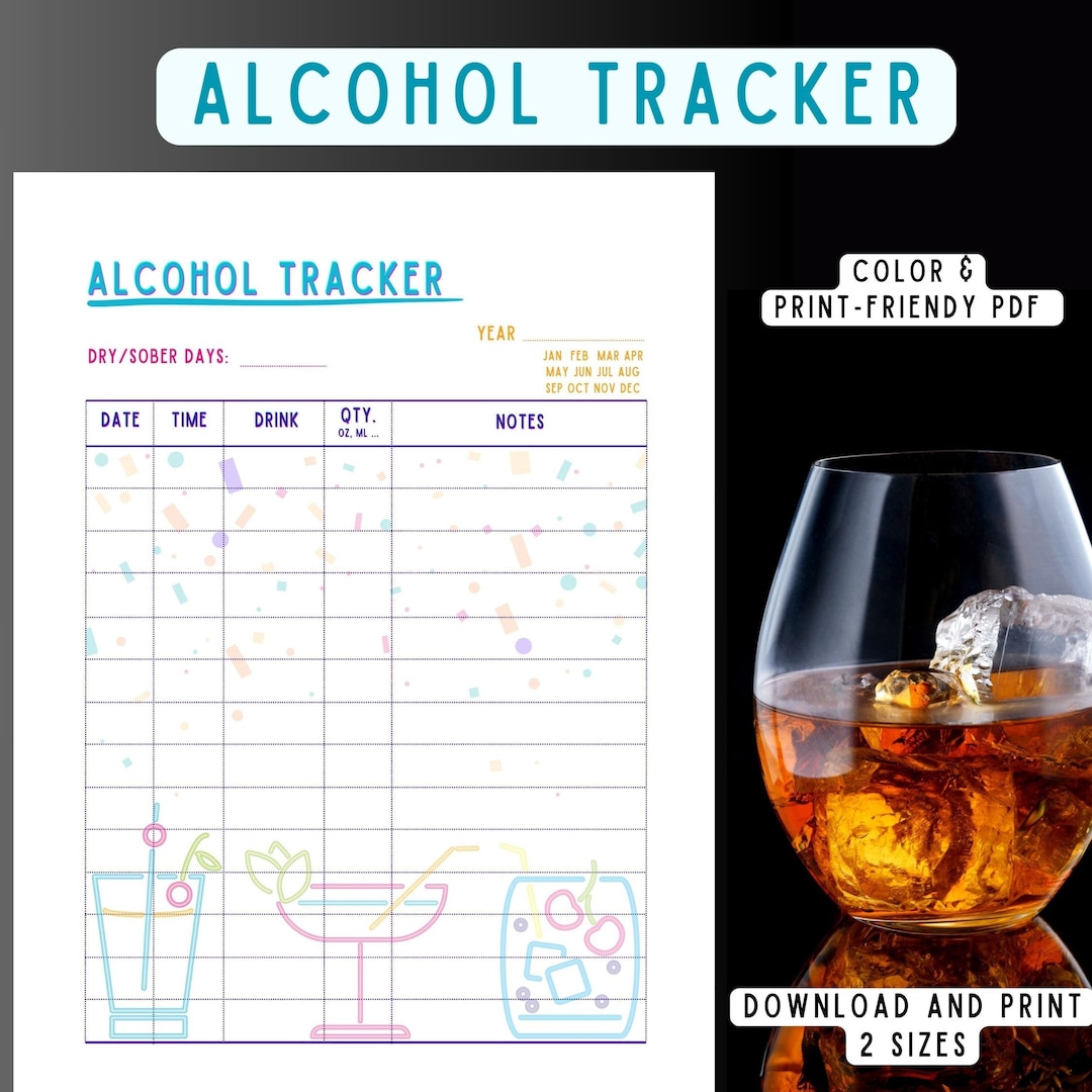 Alcohol Tracker Printable // Download Drinkcontrol // Drinking - Etsy