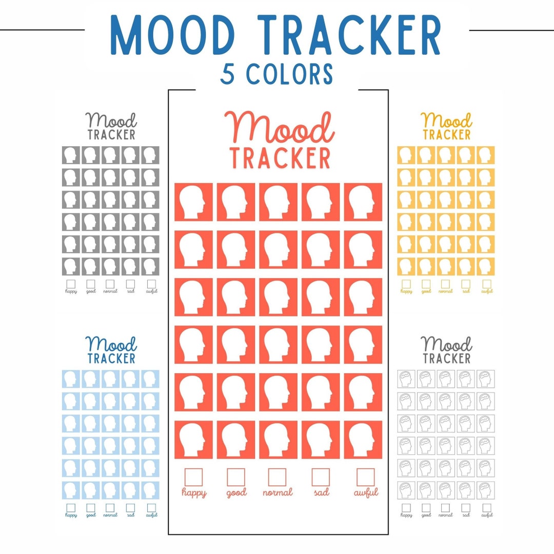 Monthly Mood Tracker Printable / Daily Mood Tracker in 5 Colors ...