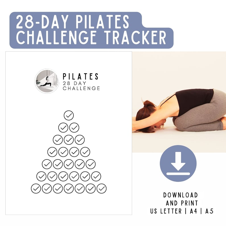 Wall Pilates Challenge Tracker | 28-day Workout Log PDF (A4, US Letter ...