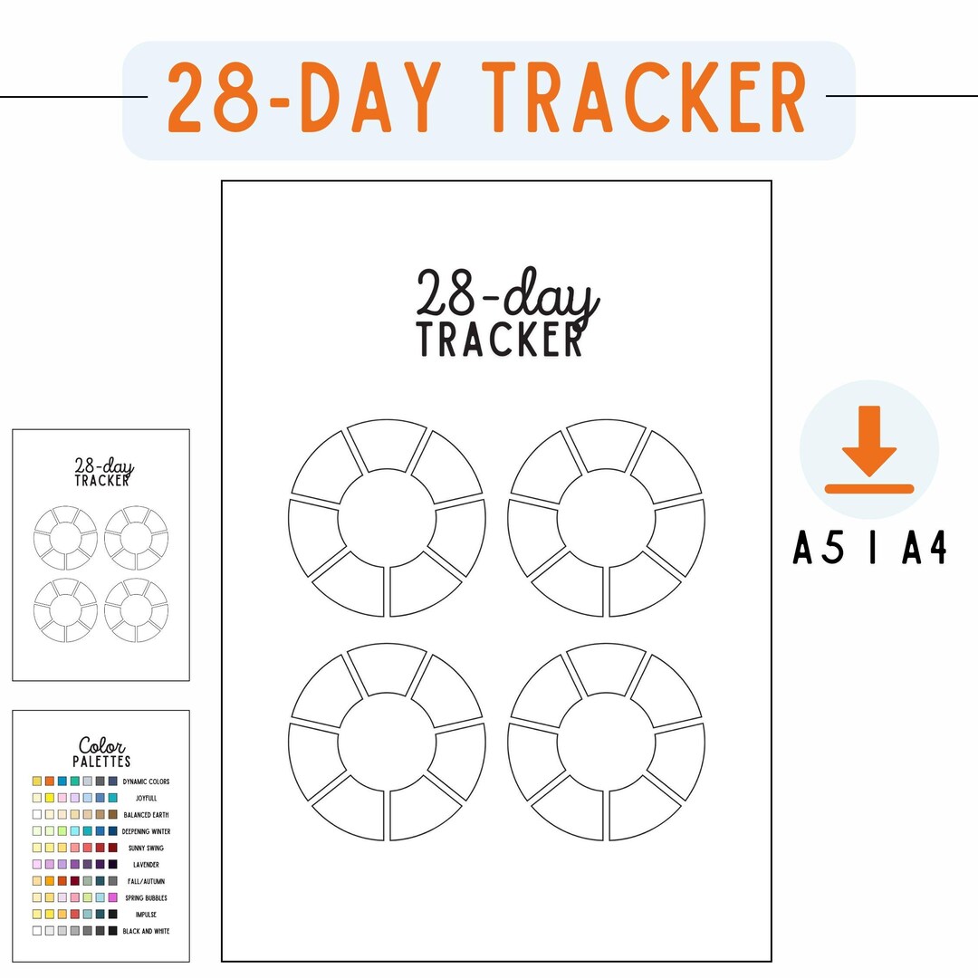 28 Day Tracker / 4 Weeks Challenge Tracker PDF / 28 Day Tracker With ...