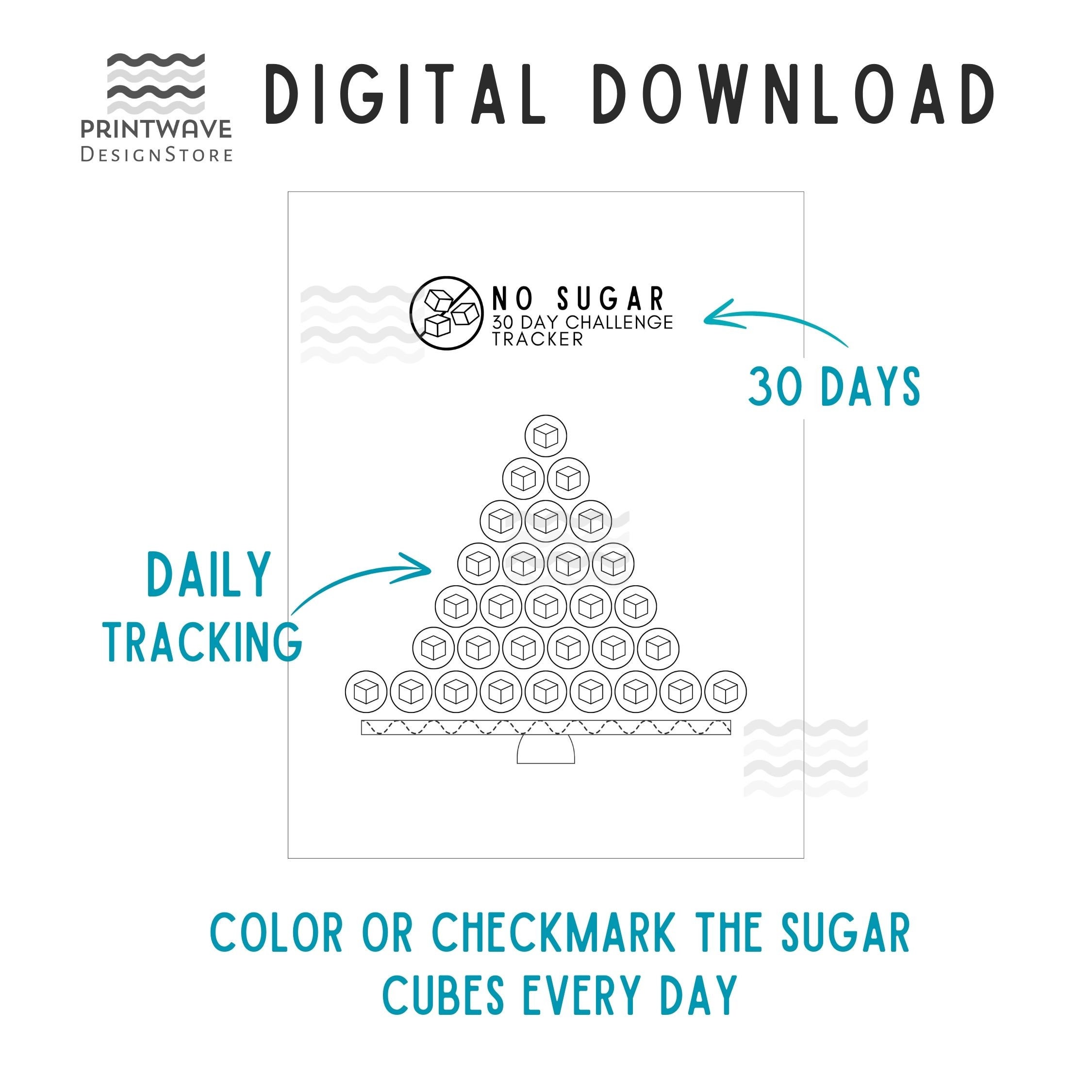 30-day No Sugar Tracker Printable / No-sugar Diet and Motivation Cards ...