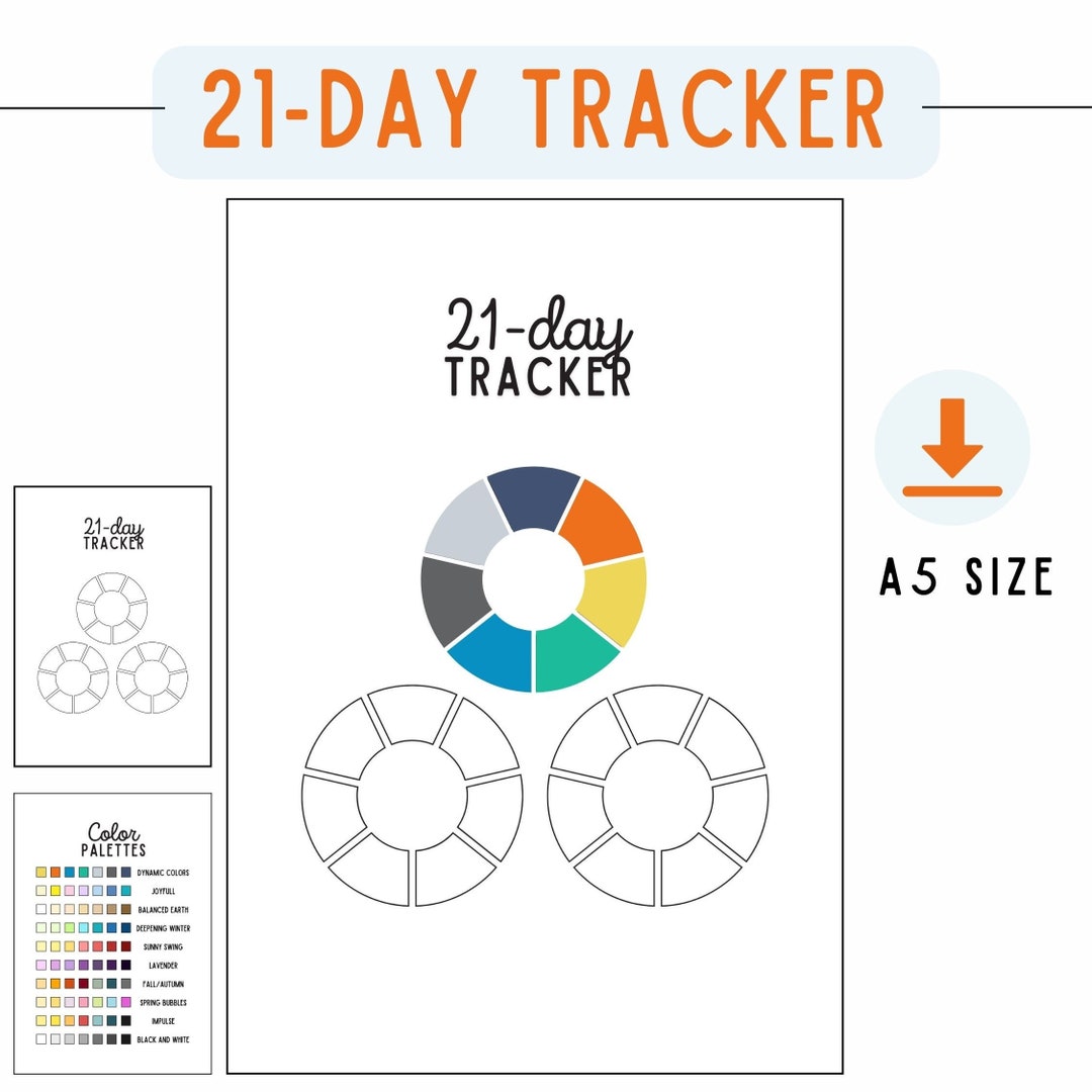 21 Day Tracker / 21 Day Challenge PDF / 3 Weeks Challenge Tracker for ...