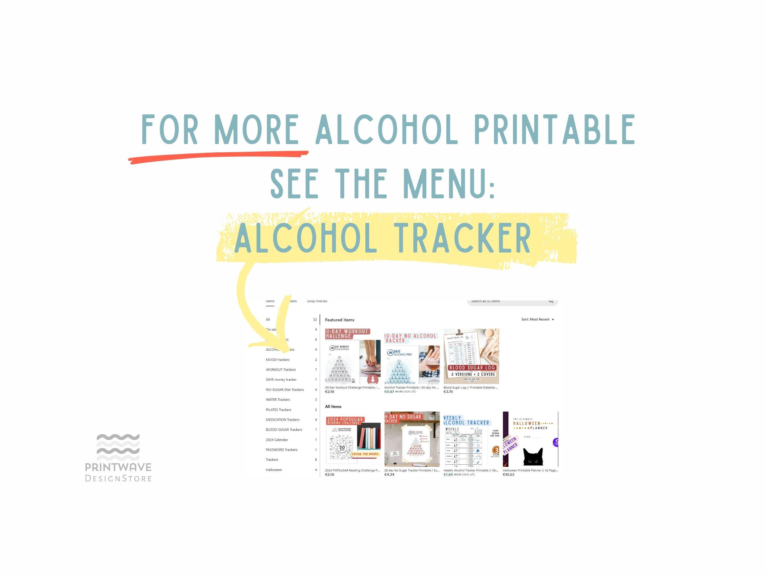 30 Days Alcohol Free Tracker Printable Grey / Alcohol Track / Sober ...