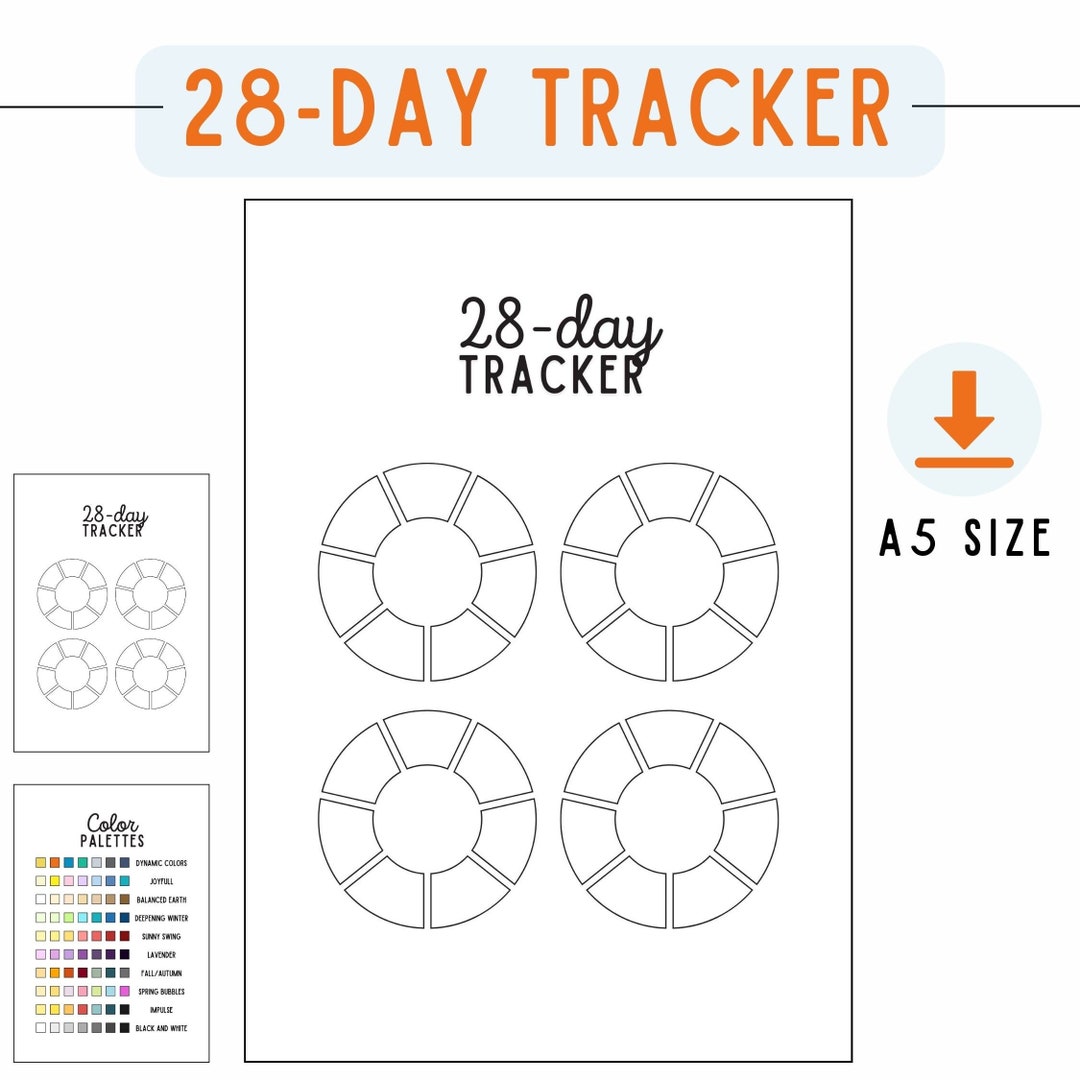 28 Day Tracker / 4 Weeks Challenge Tracker PDF / 28 Day Tracker With ...