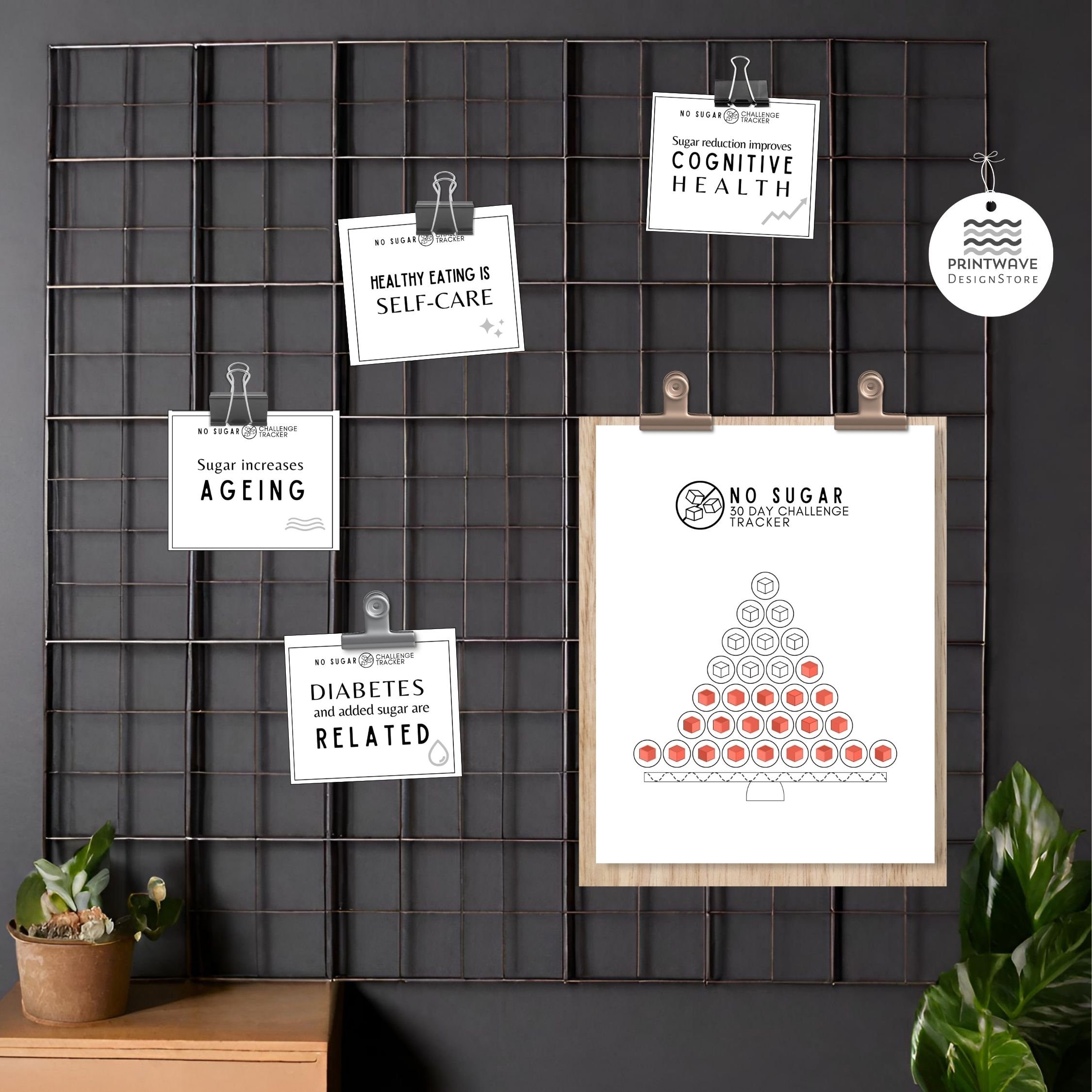 30-day No Sugar Tracker Printable / No-sugar Diet and Motivation Cards ...