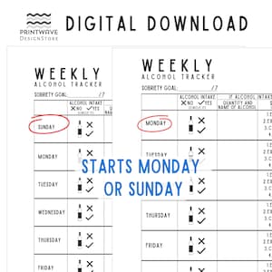 Weekly Alcohol Tracker Printable, Habit Diary (digital Download) - Etsy UK