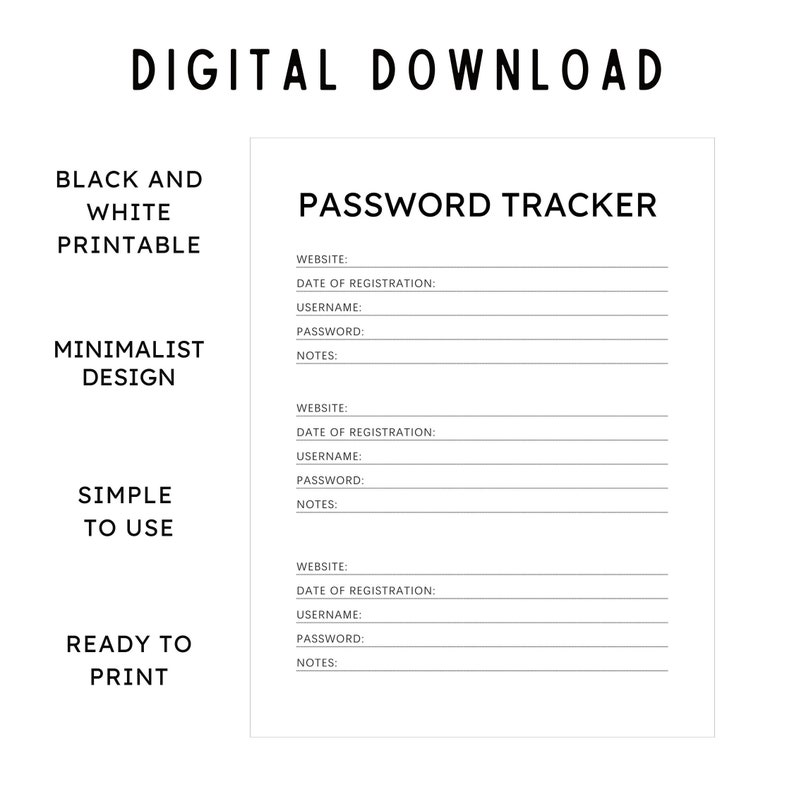 Password Trackers Printable // Password Manager and Organizer ...