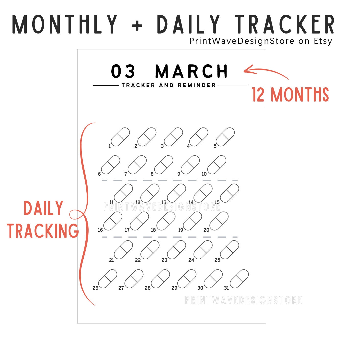 Medication Reminder & Tracker | Printable Log PDF (A4, B5, US Letter ...