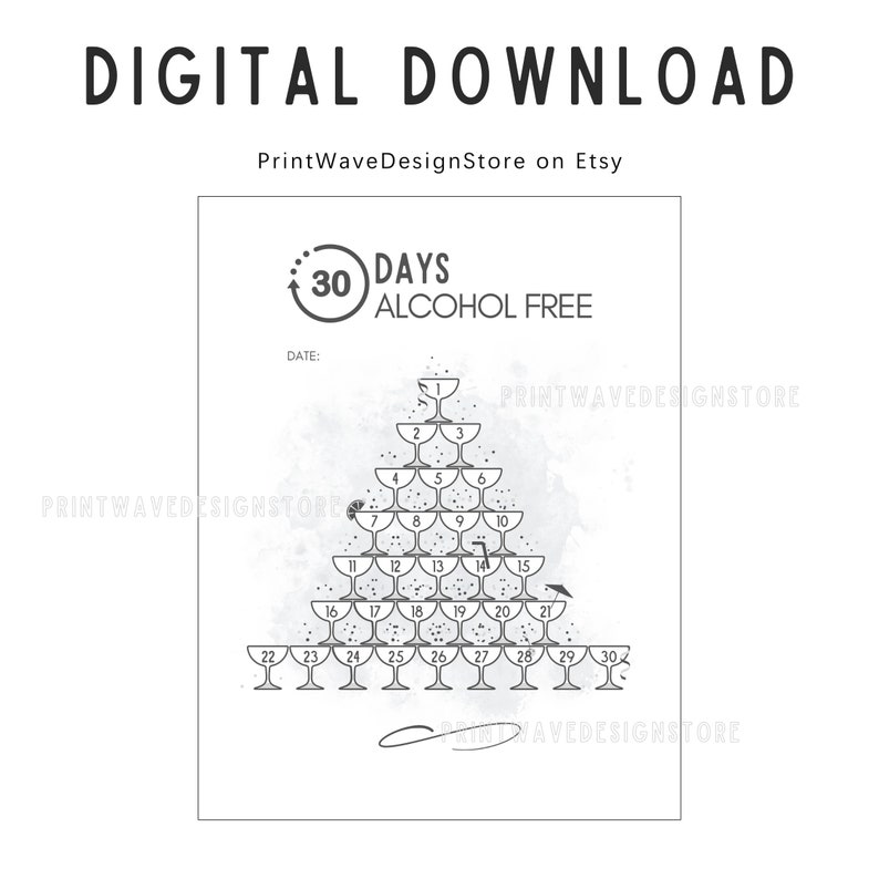 30 Days Alcohol Free Tracker Printable Grey / Alcohol Track / Sober ...
