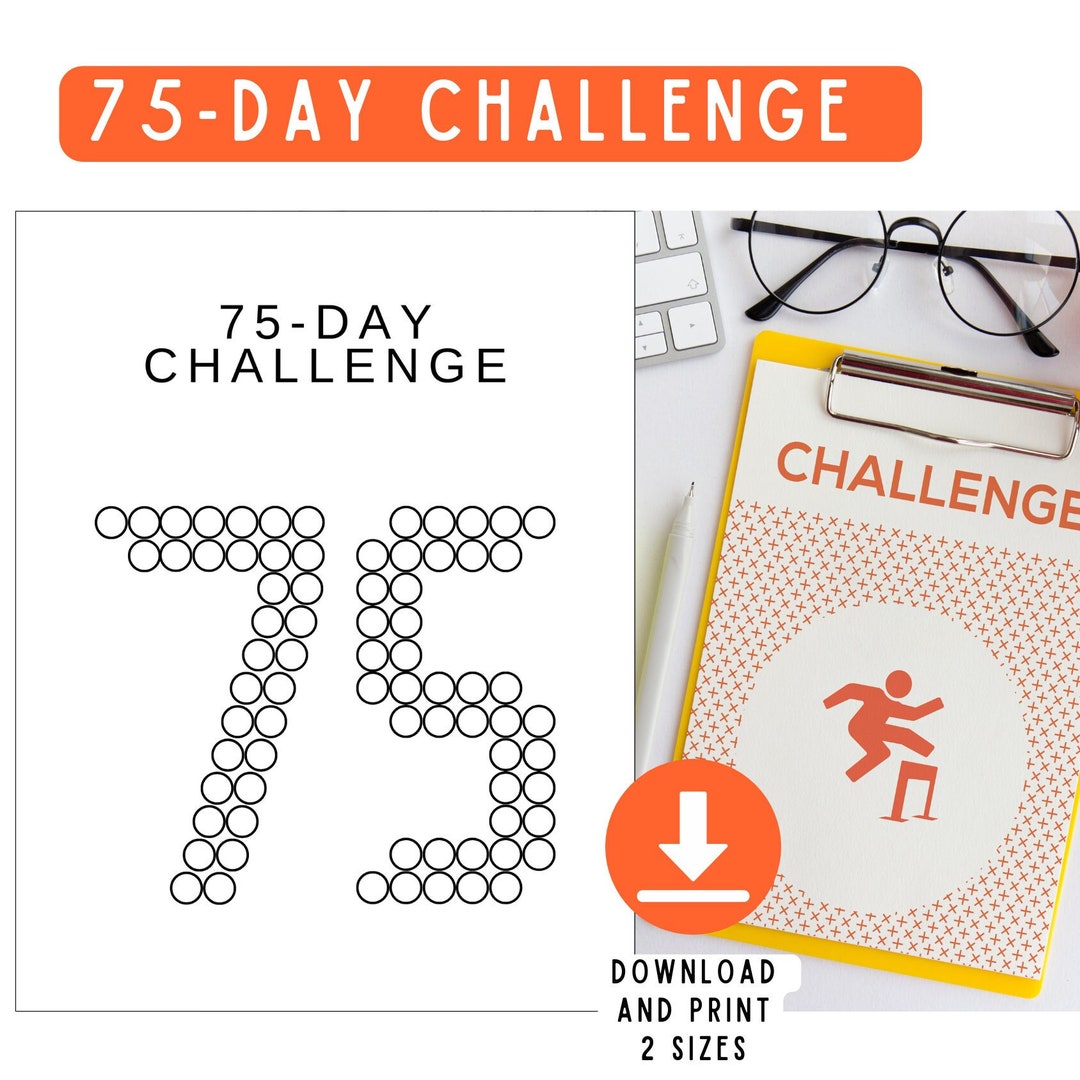 75-day Challenge Numerical Printable / Challenge Tracker / 75 Days ...